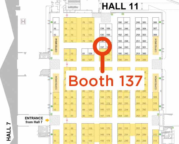 Hall 11 map, booth 137